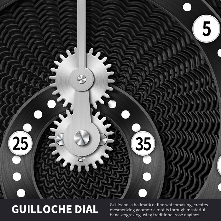 Golden Ripple Guilloche Jumping Hour Mechanical Watch