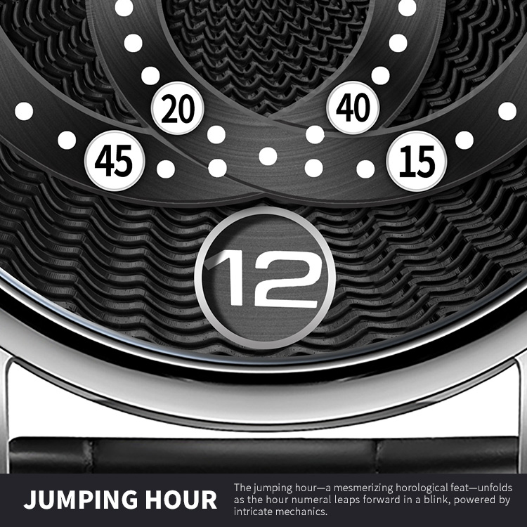 Golden Ripple Guilloche Jumping Hour Mechanical Watch