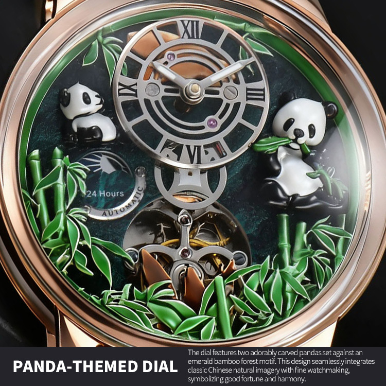 Panda & Bamboo Openwork Mechanical Timepiece
