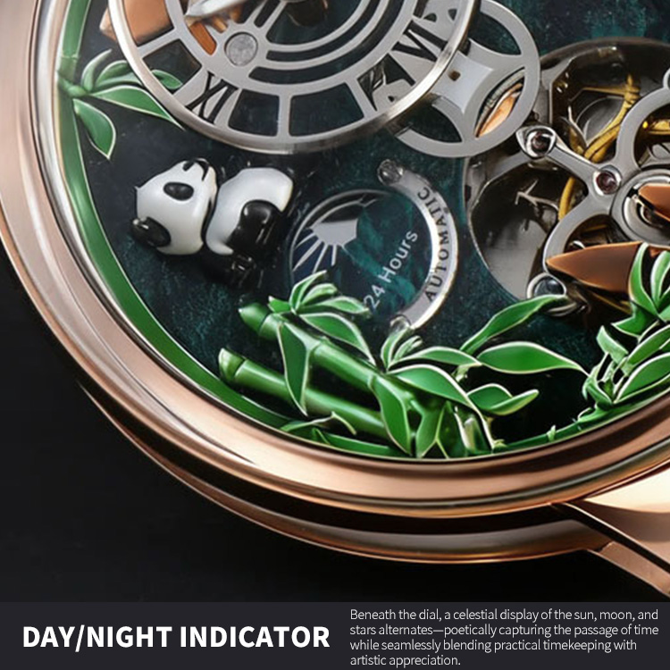 Panda & Bamboo Openwork Mechanical Timepiece